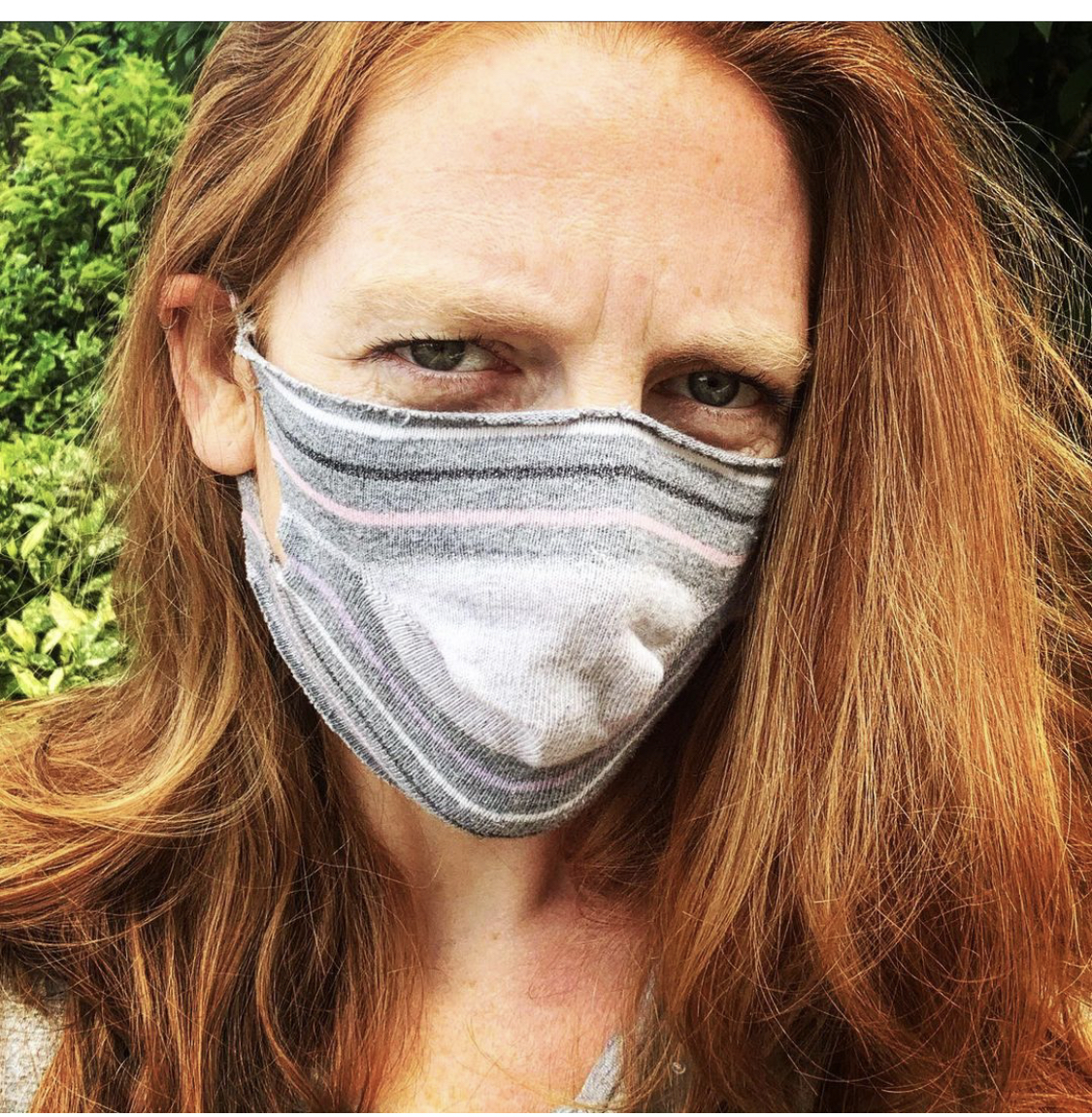 A very serious looking Ginger trying out a mask she just made from a ...