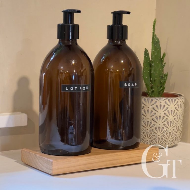 Amber Glass Pump Bottle Set – Ginger and Tweed